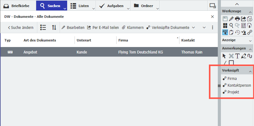 Zusammengehörige Dokumente mit einem Klick öffnen